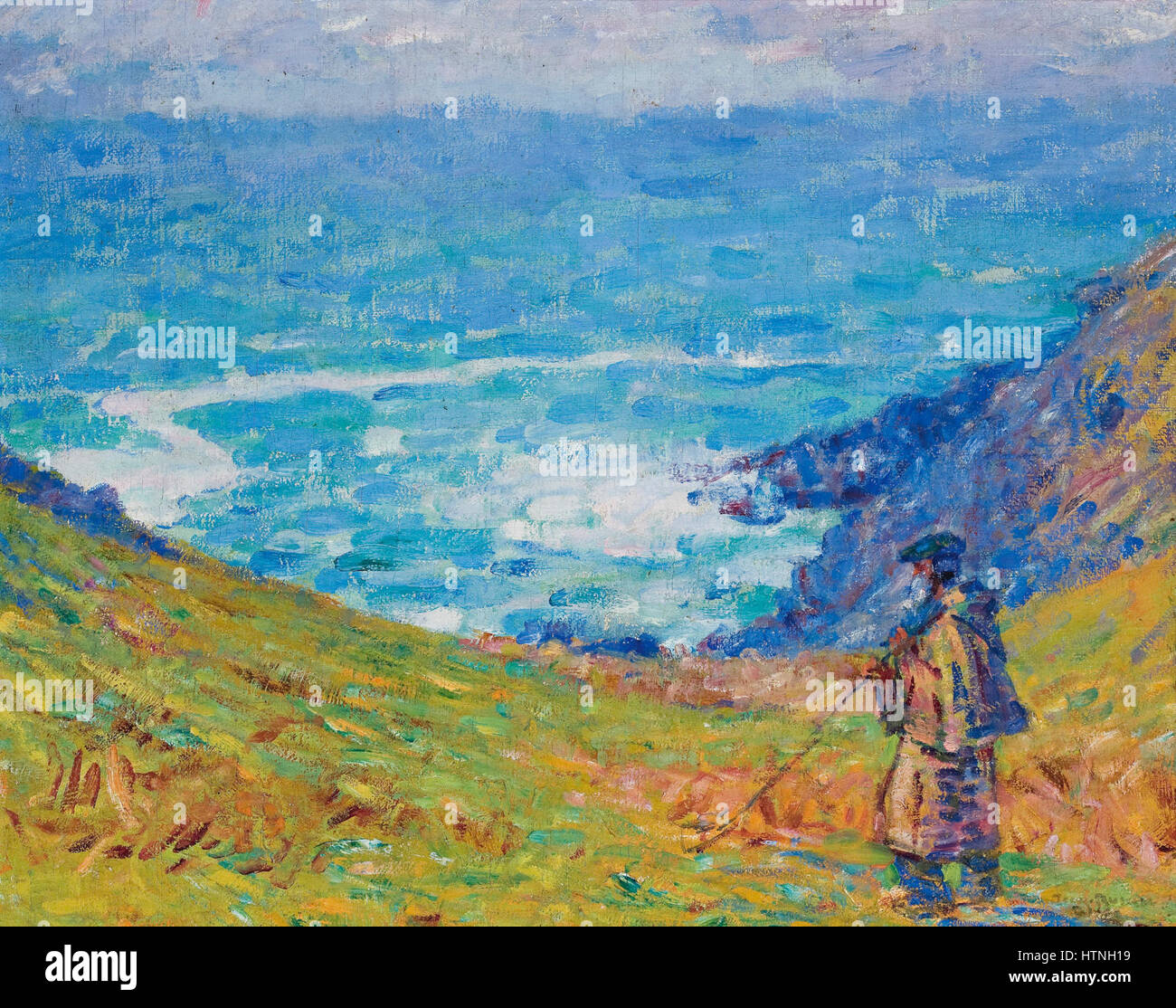 John Peter Russell - Pecheur sur falaise, 1900 Stock Photo - Alamy