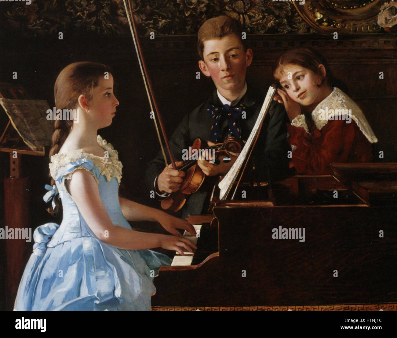 'The Recital' (1885) by Skuteczky captures the moment of a musical ...