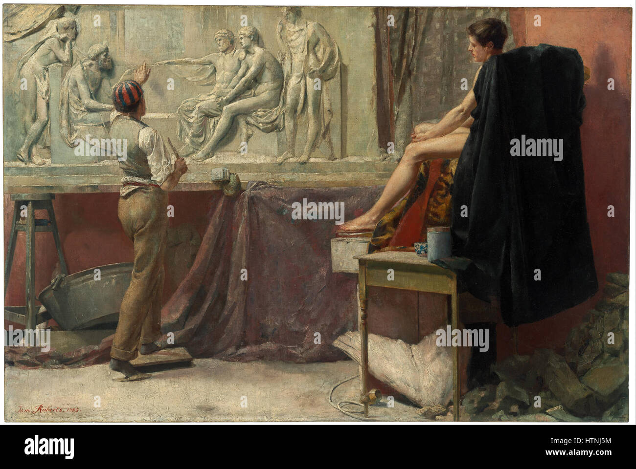 'The Sculptor's Studio' by Tom Roberts depicts an artist at work in his ...