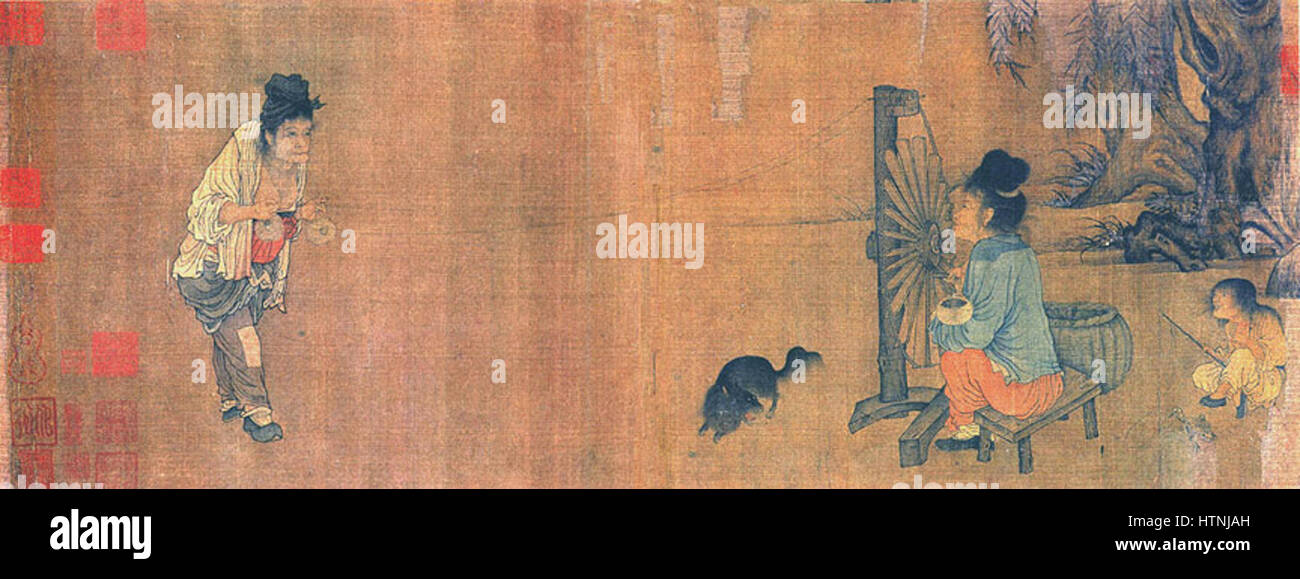 Wang Juzheng’s 'Spinning Wheel' is an illustration of a traditional ...