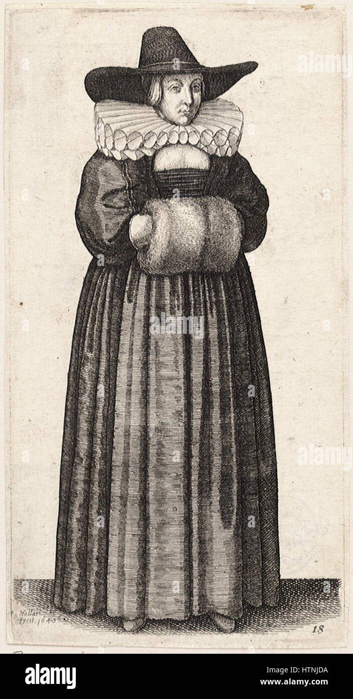 Wenceslas Hollar - Lady with ruff and muff (State 1 Stock Photo - Alamy