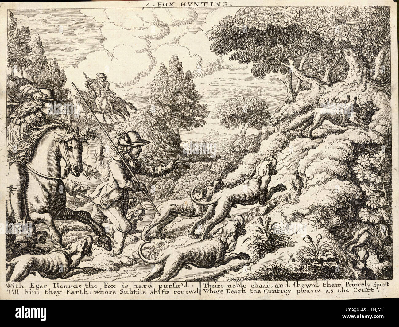 Wenceslas Hollar's etching 'Fox Hunting' captures the dynamic motion of ...