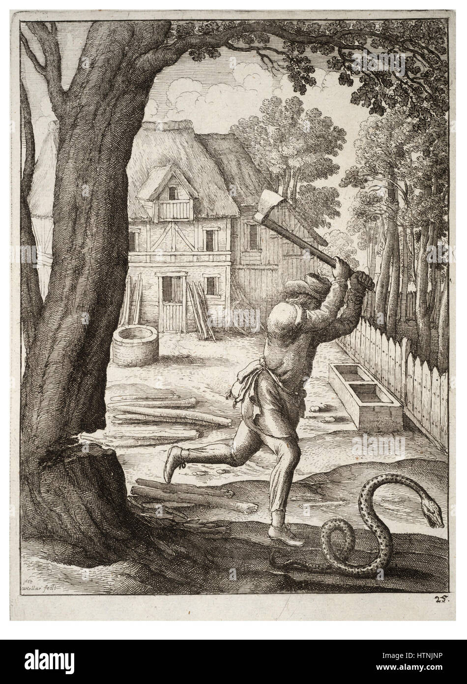 Wenceslas Hollar’s engraving 'The Peasant and the Snake' depicts a ...
