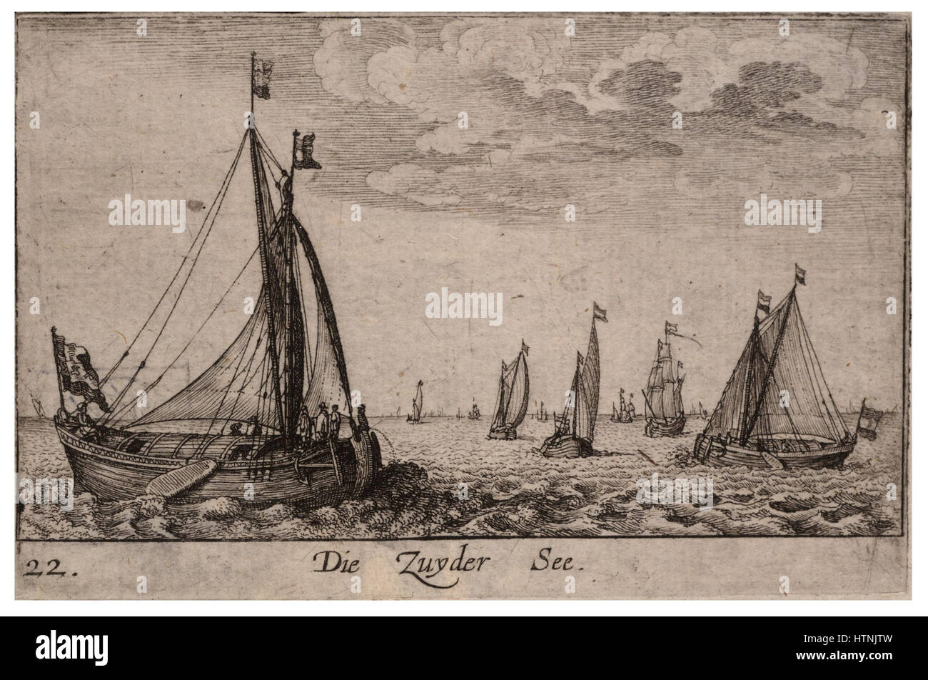 Wenceslas Hollar’s etching 'Zuyder Zee' presents a detailed portrayal ...