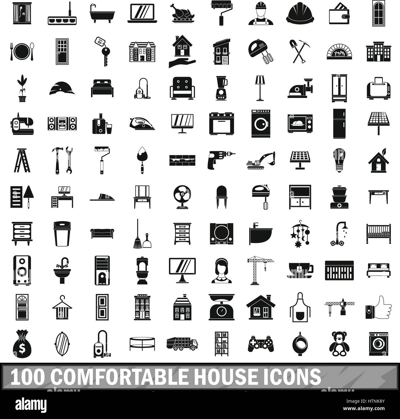 100 comfortable house icons set in simple style for any design vector ...
