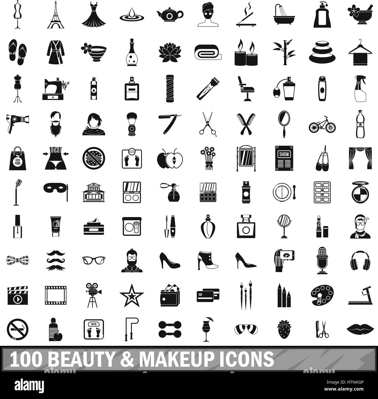 100 beauty and makeup icons set in simple style for any design vector ...