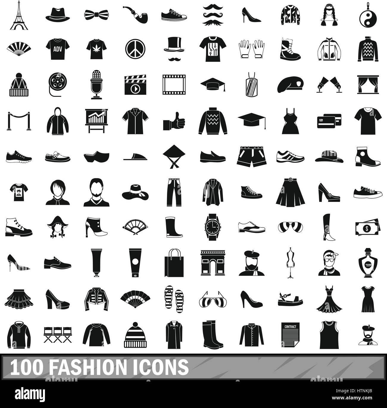 100 fashion icons set in simple style for any design vector ...