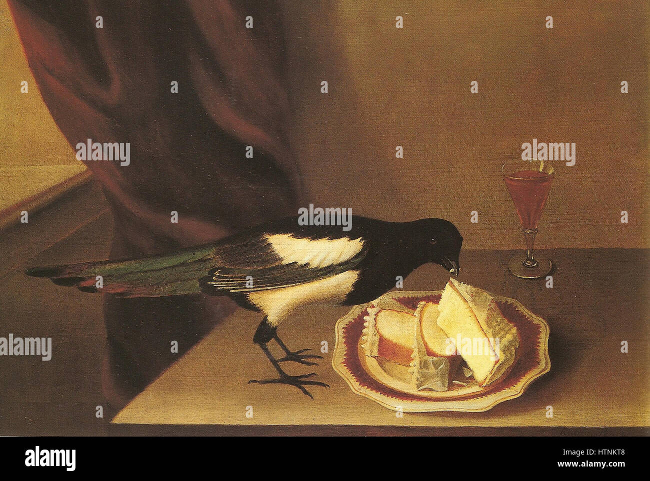 Magpie eating cake-rubens peale Stock Photo - Alamy