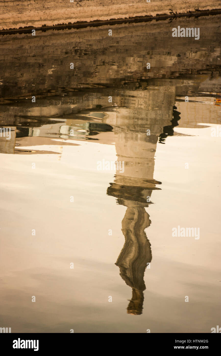 A beautiful water reflection of a historical monument in a typical ...