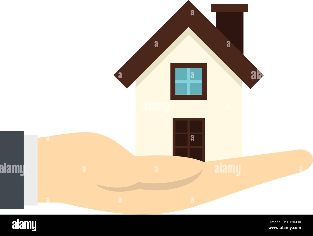 House in hand icon in flat style isolated on white background vector ...