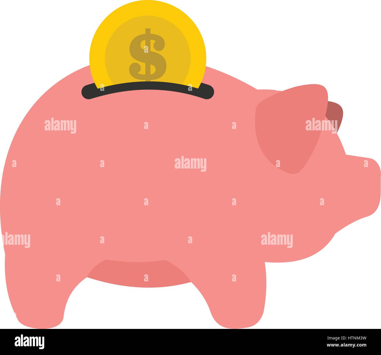 Pig money box icon in flat style isolated on white background vector ...