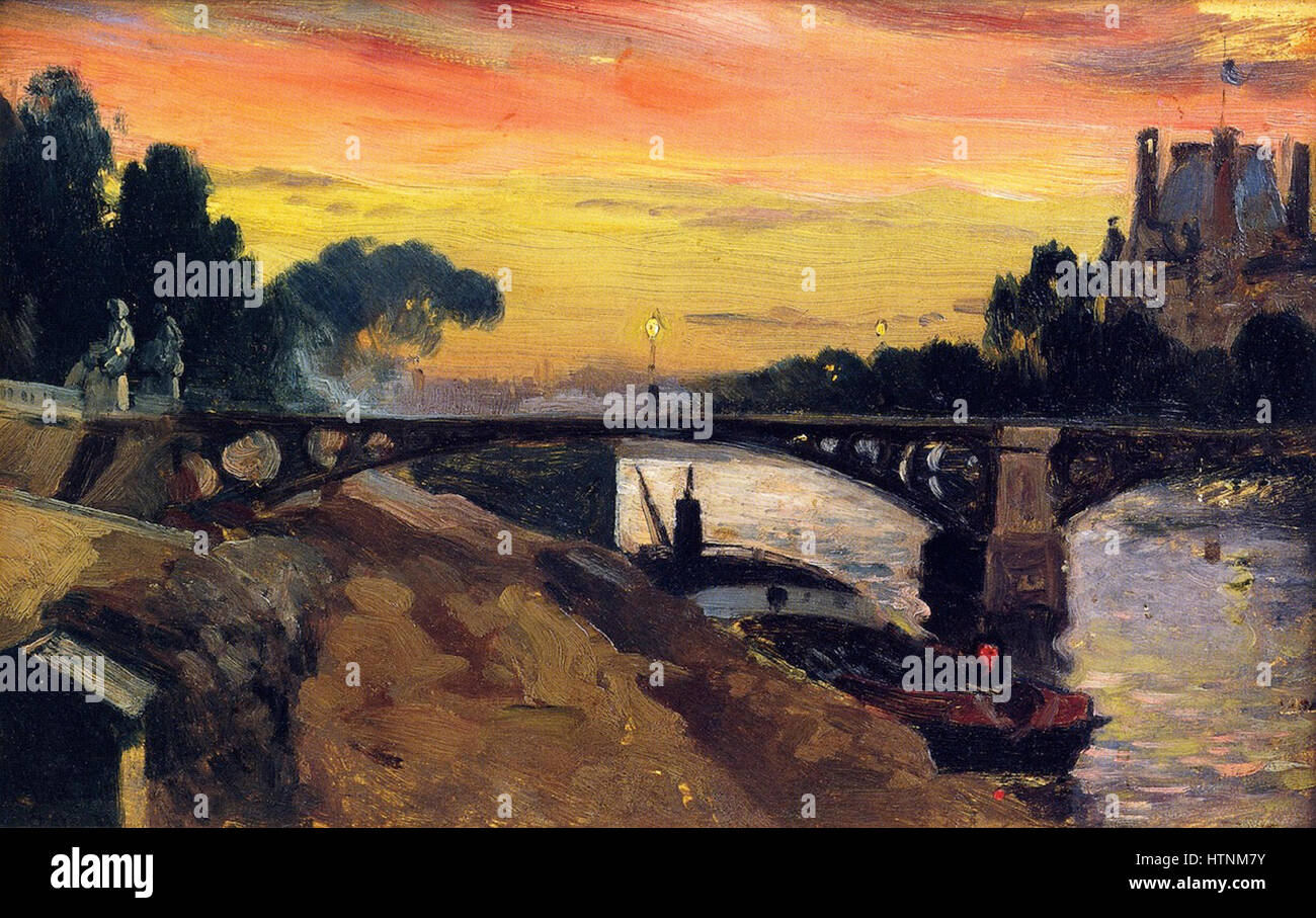 Mathias J. Alten - Paris, view of the Seine, Night Stock Photo - Alamy