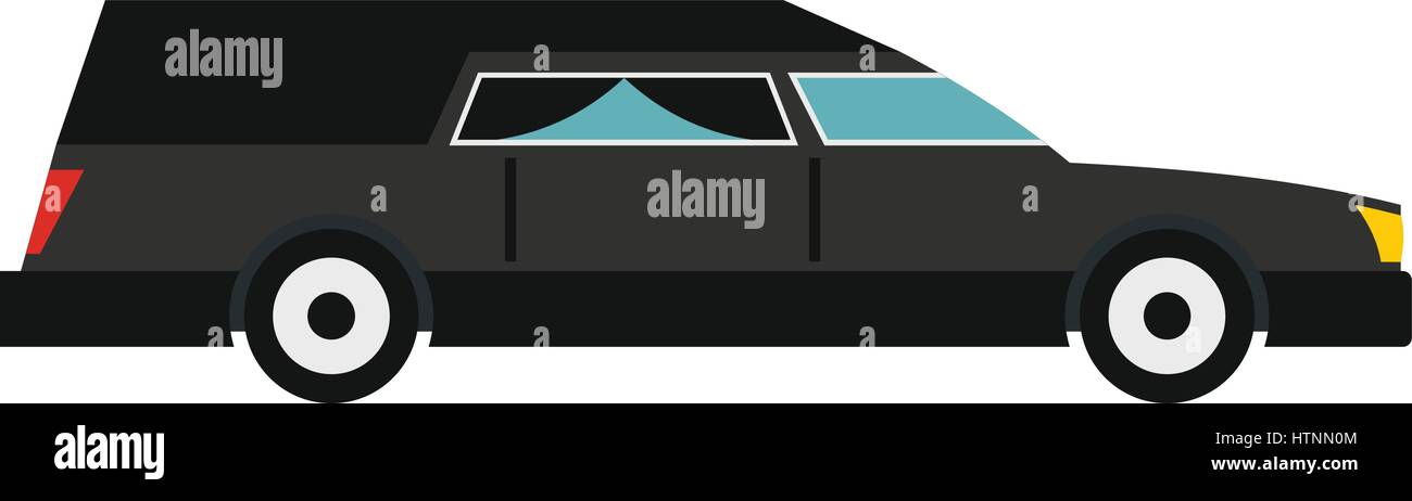 Hearse icon in flat style isolated on white background vector ...