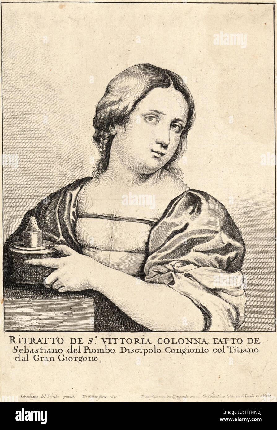 Wenceslas Hollar’s engraving of Vittoria Colonna presents the Italian noblewoman with intricate ...