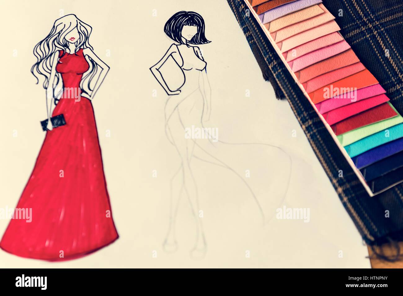 Fashion Clothing Design Drawing concept Stock Photo - Alamy