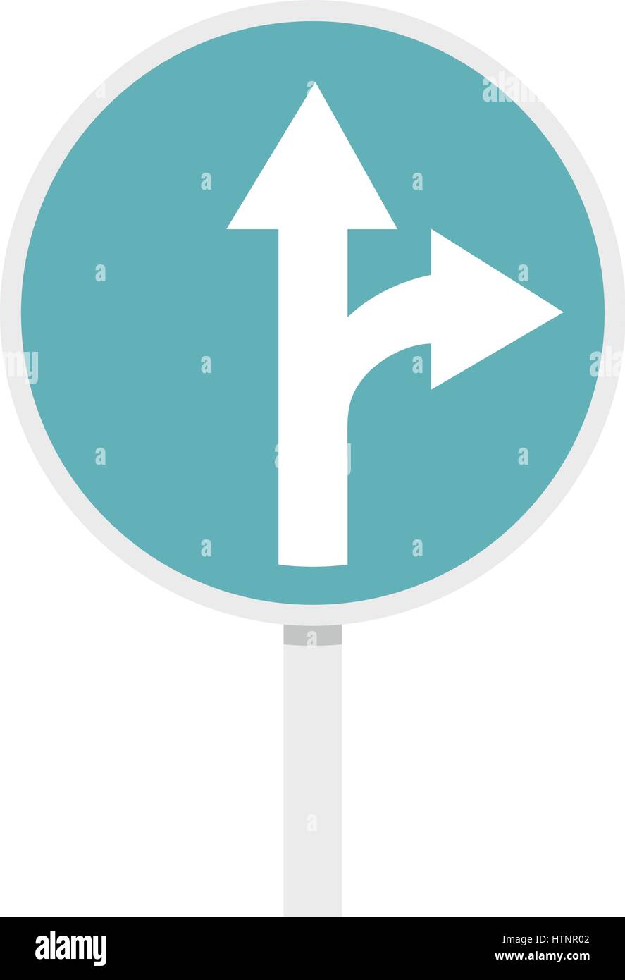 Blue straight or right turn ahead road sign icon Stock Vector Image ...