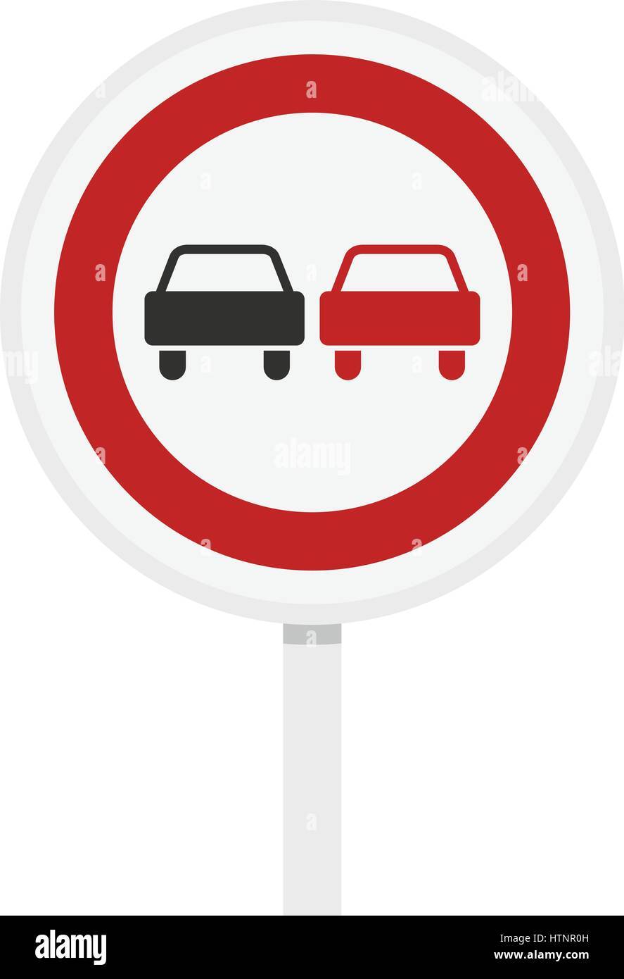 No overtaking road traffic sign icon, flat style Stock Vector Image ...