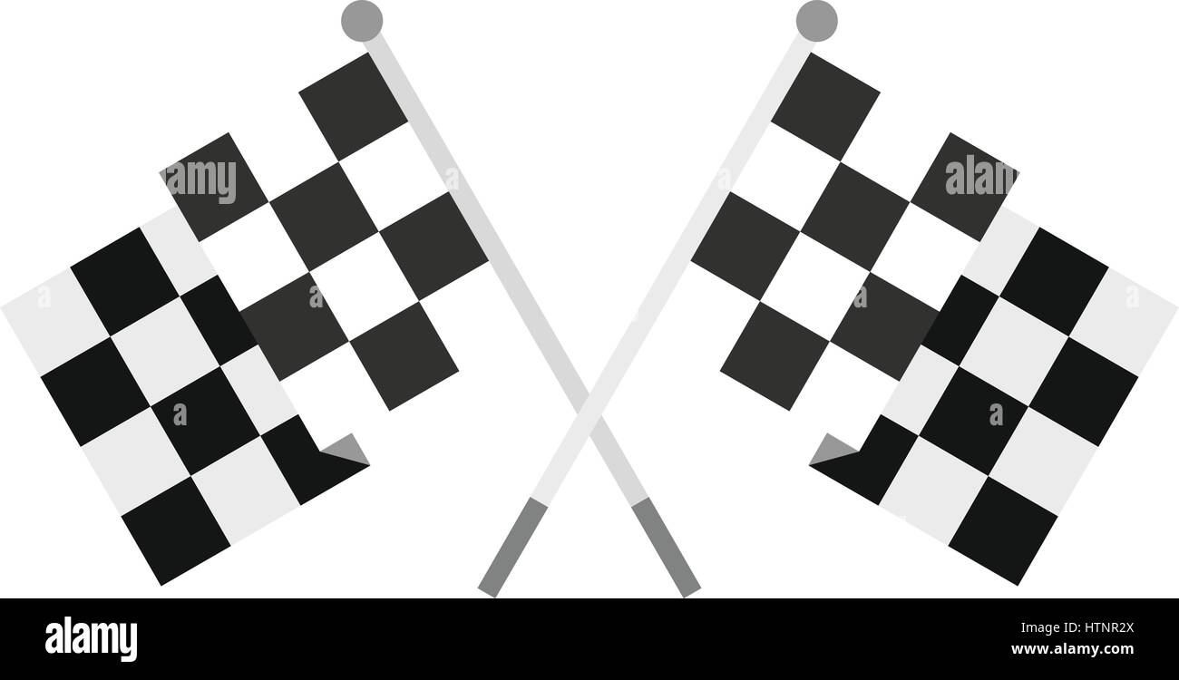 Crossed chequered flags icon, flat style Stock Vector Image & Art - Alamy