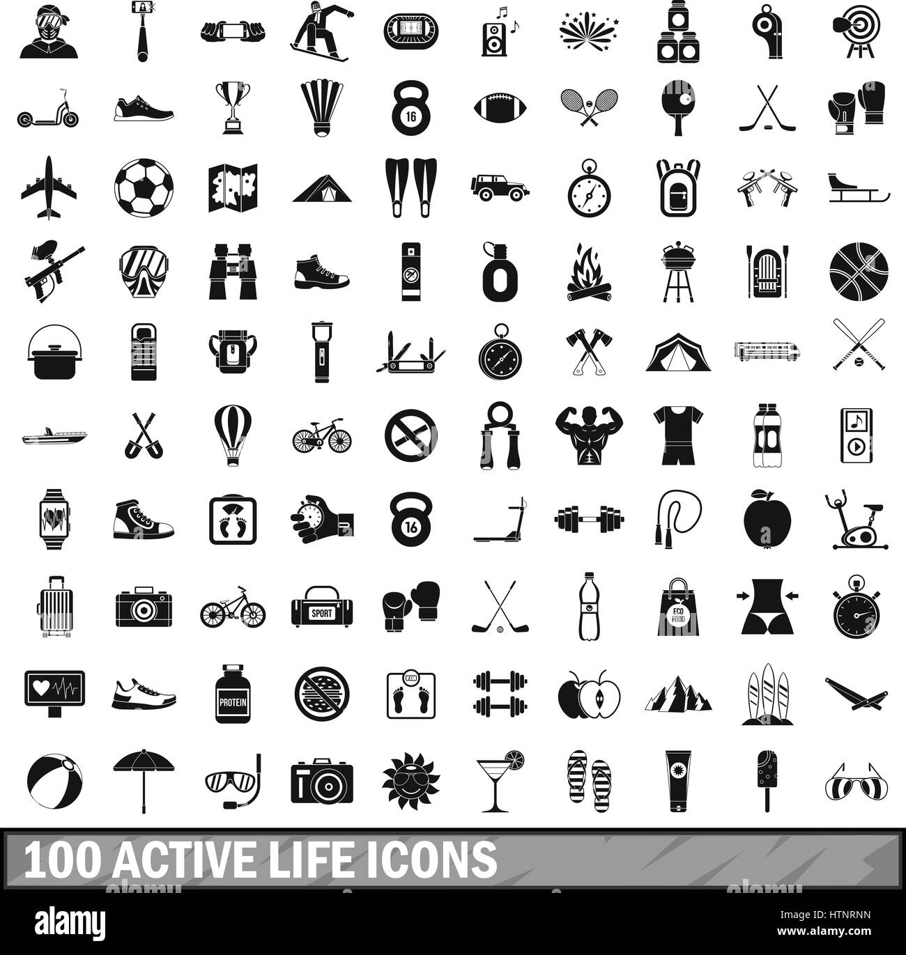 100 active life icons set in simple style Stock Vector Image & Art - Alamy