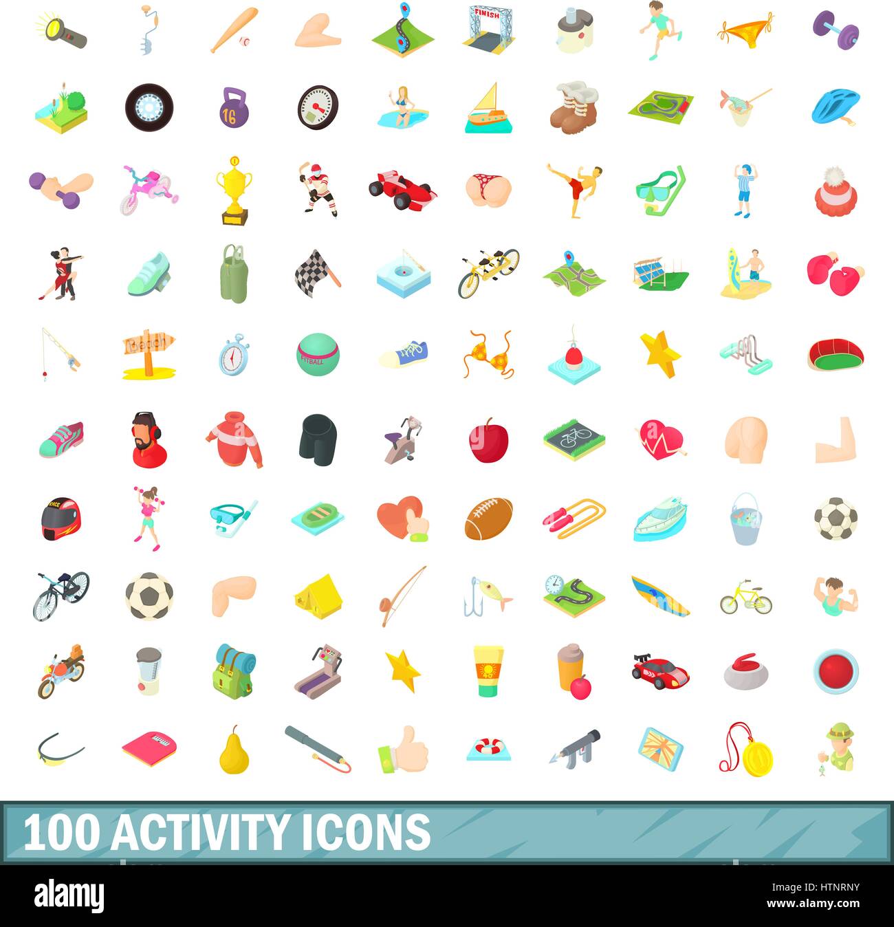 100 activity icons set, cartoon style Stock Vector Image & Art - Alamy