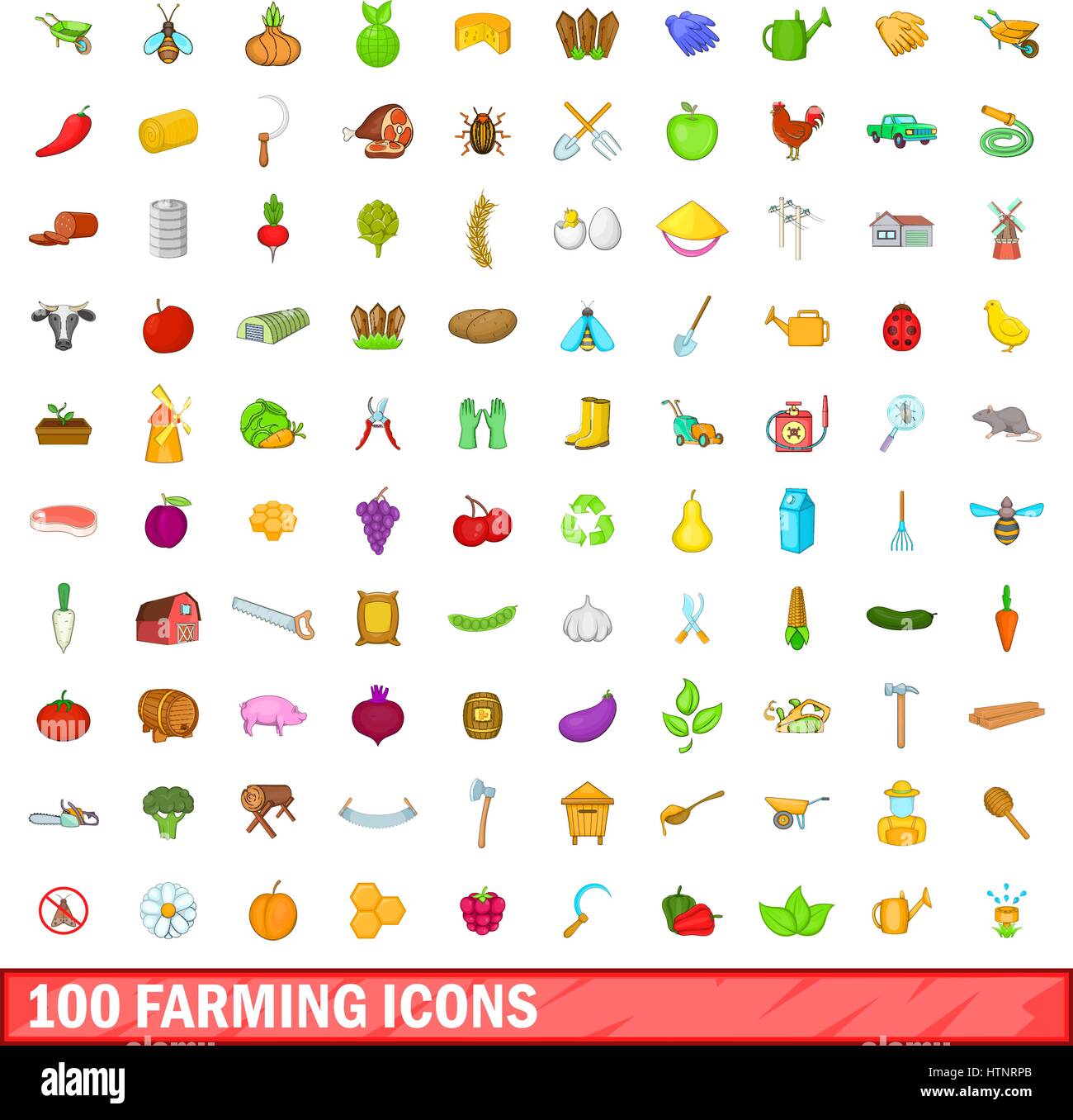 100 farming icons set, cartoon style Stock Vector Image & Art - Alamy