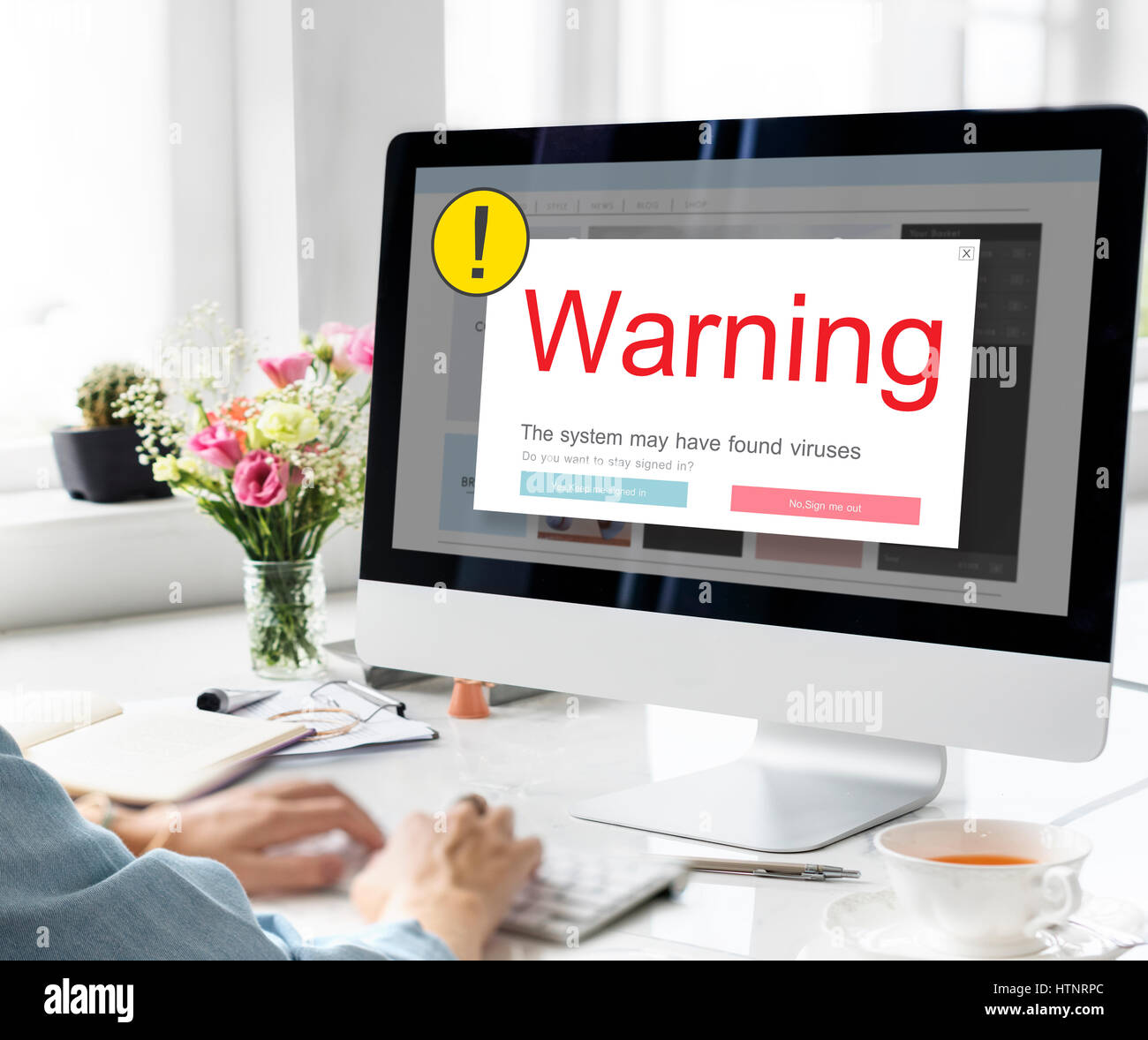 Exclamation Warning Caution Popup Concept Stock Photo - Alamy