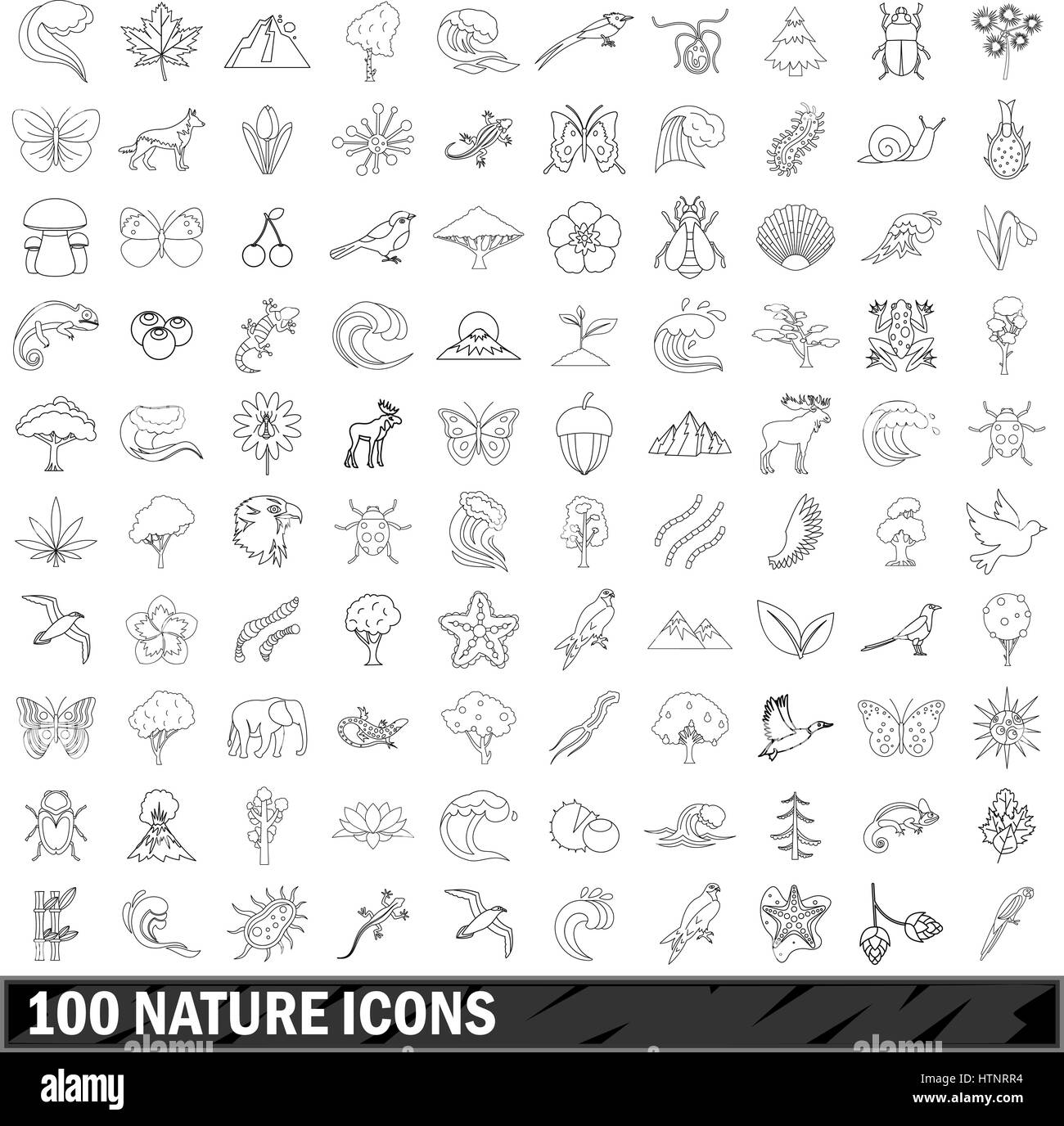 100 nature icons set, outline style Stock Vector Image & Art - Alamy
