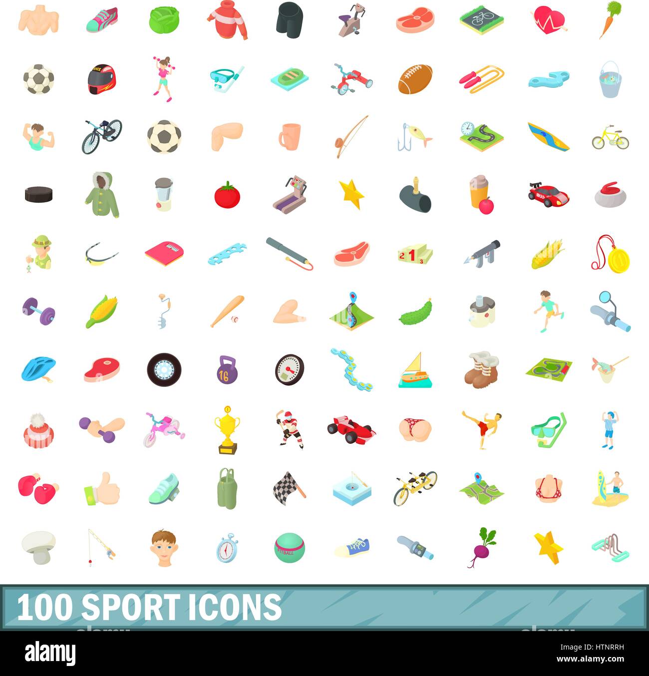 100 sport icons set, cartoon style Stock Vector Image & Art - Alamy