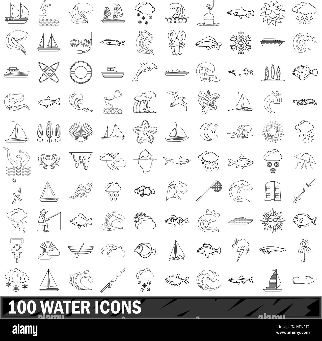 100 water icons set, outline style Stock Vector Image & Art - Alamy
