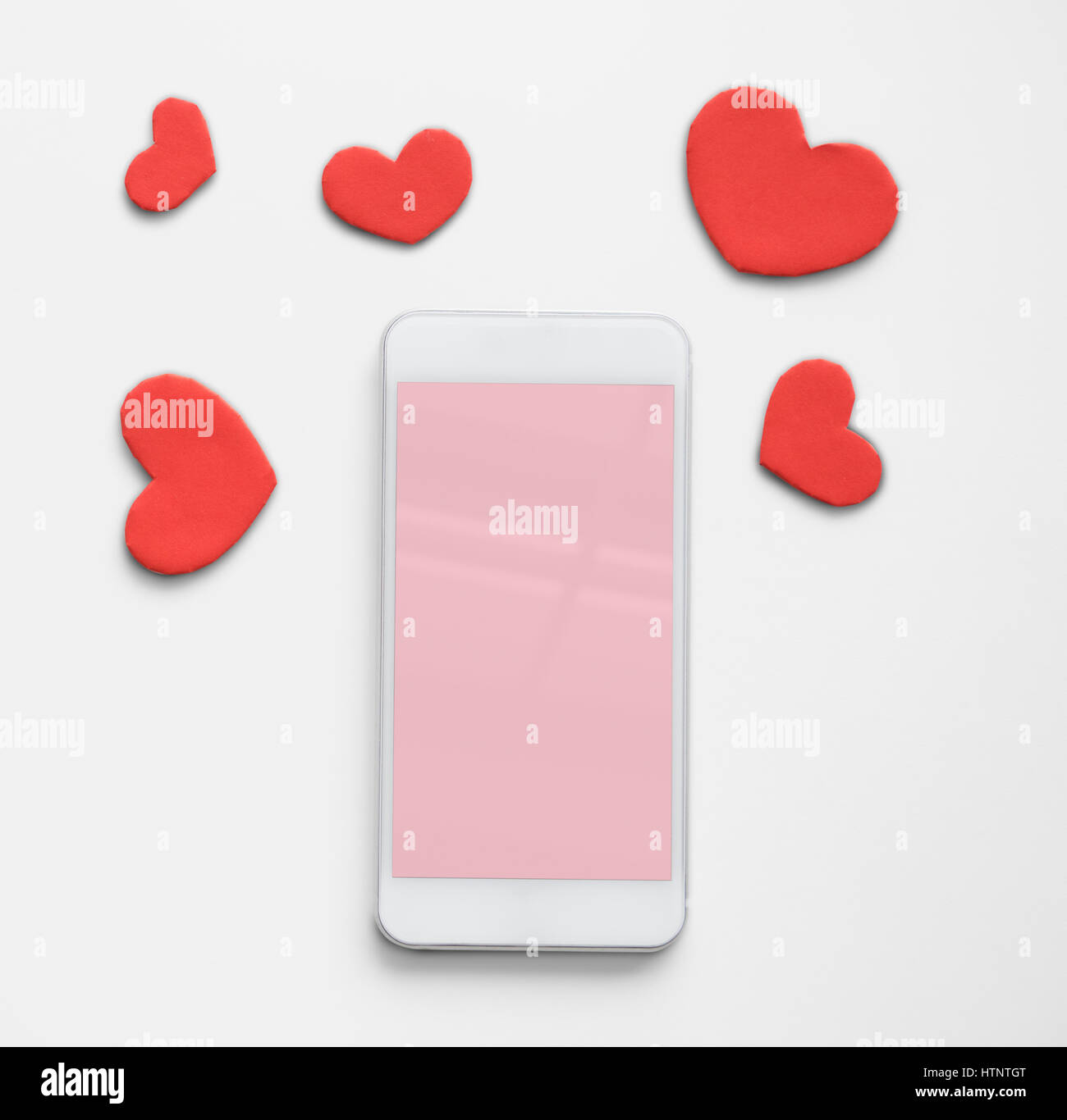 Love Heart Smart Phone Romance Stock Photo - Alamy