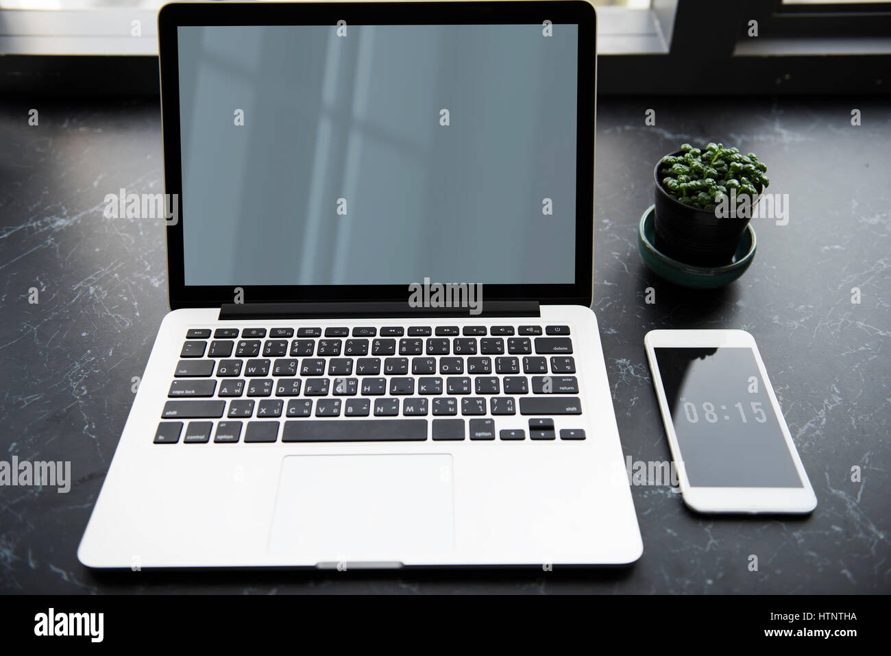 Laptop Technology Devices Desk Workstation Stock Photo - Alamy