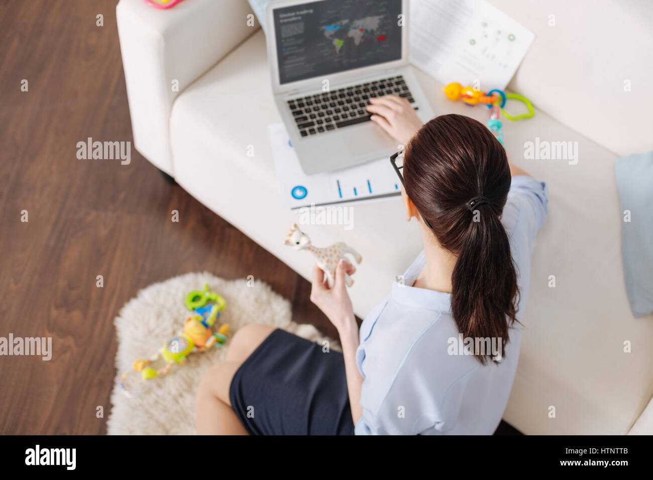 Capable of everything. Professional strong beautiful woman working on ...