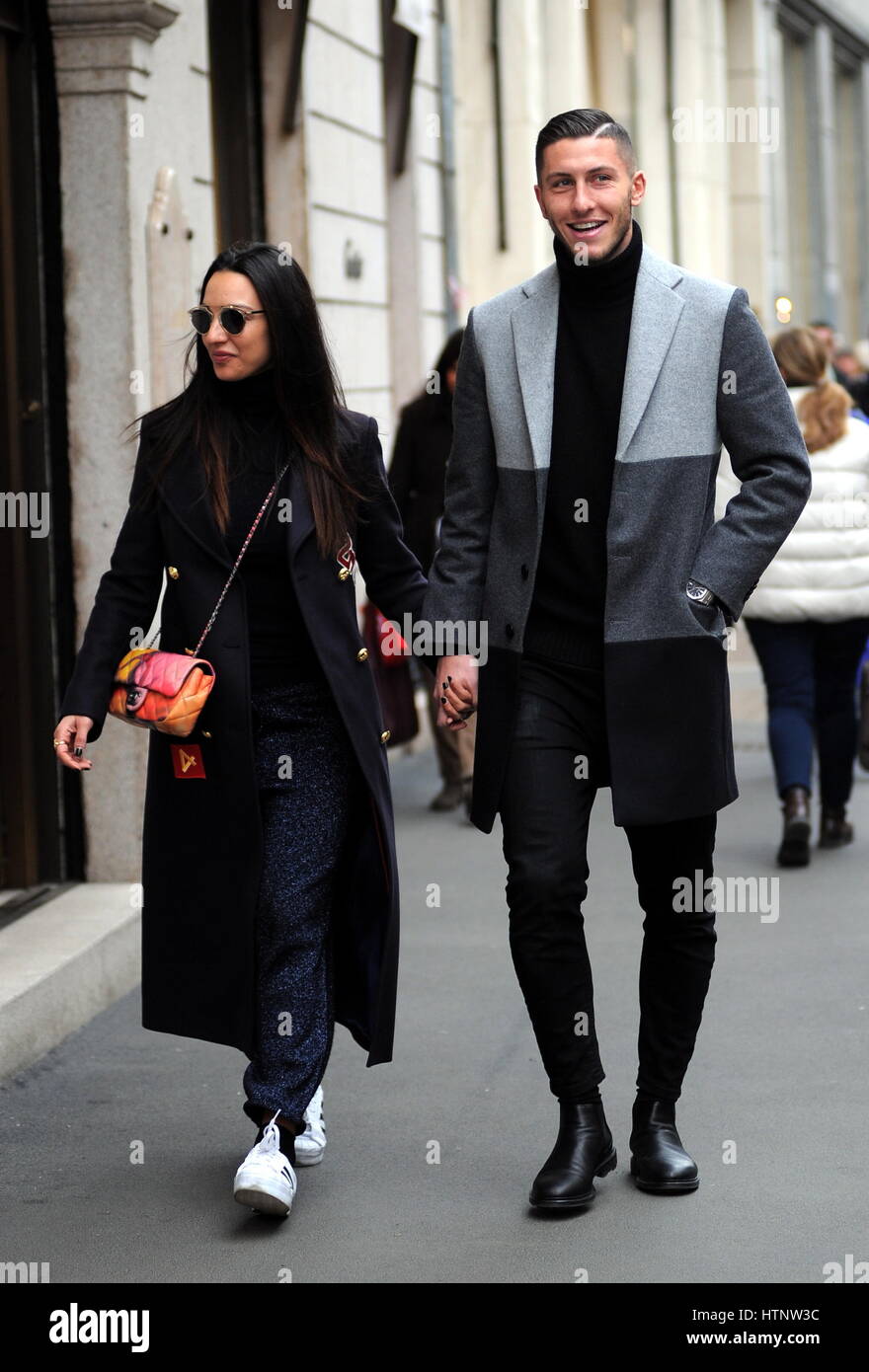 Luca Marrone out and about in Milan with his girlfriend Astrid ...