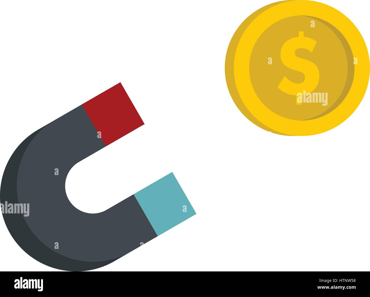 Magnet with coin icon, flat style Stock Vector Image & Art - Alamy