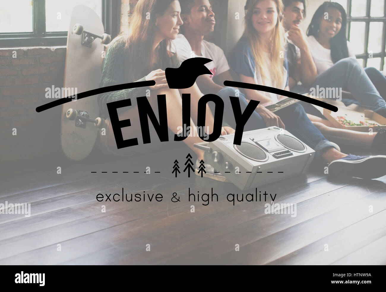 Enjoyment Vintage Vector Graphic Concept Stock Photo - Alamy