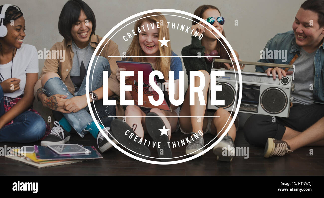 Leisure Vintage Vector Graphic Concept Stock Photo - Alamy