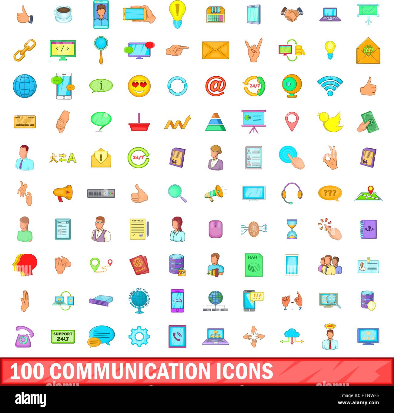 100 communication icons set, cartoon style Stock Vector Image & Art - Alamy