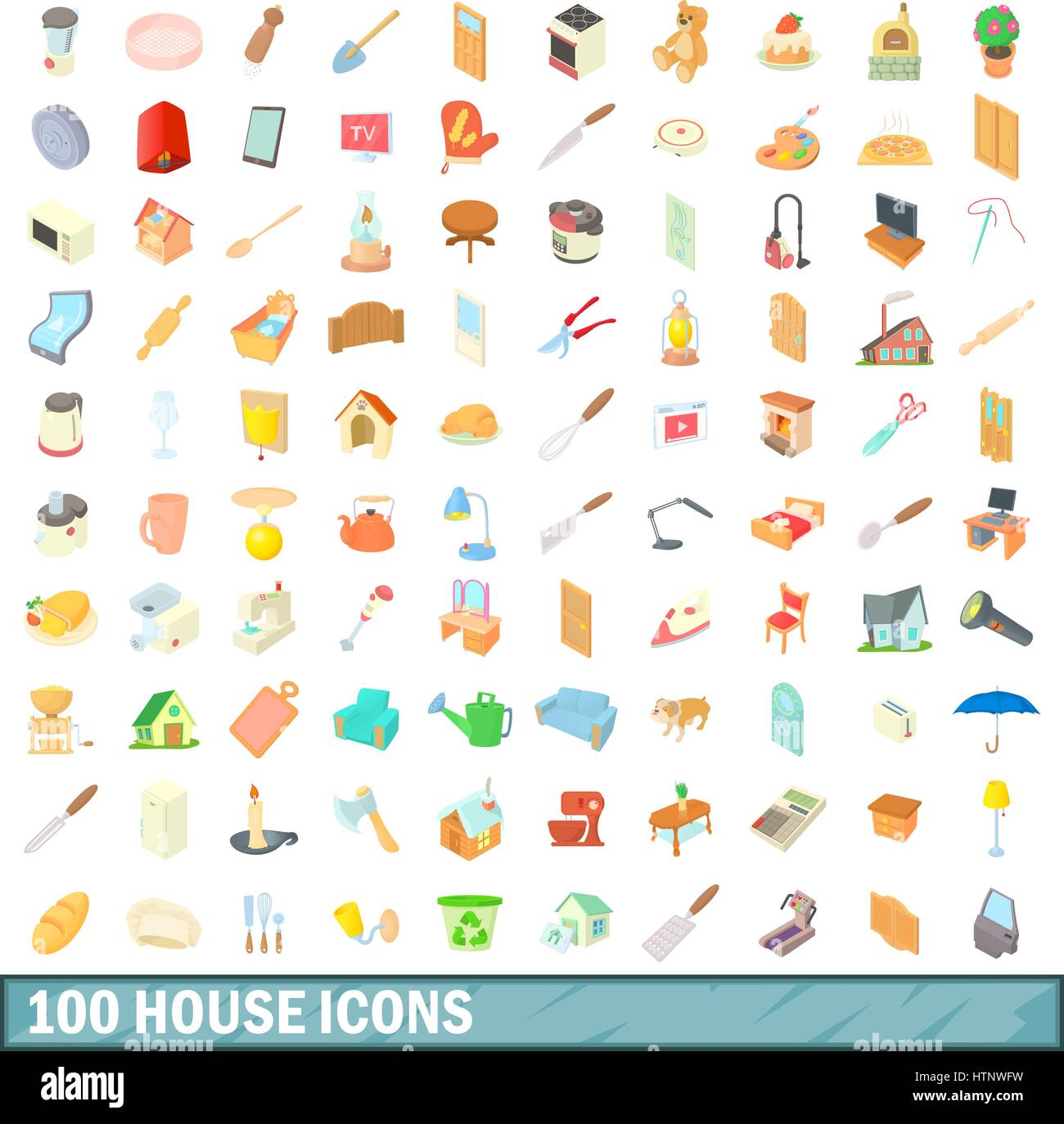 100 house icons set, cartoon style Stock Vector Image & Art - Alamy