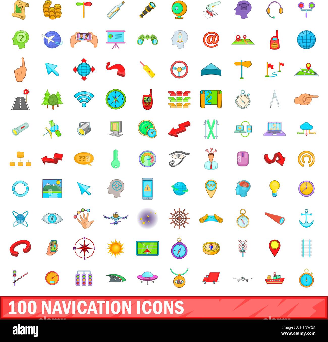 100 navigation icons set, cartoon style Stock Vector Image & Art - Alamy
