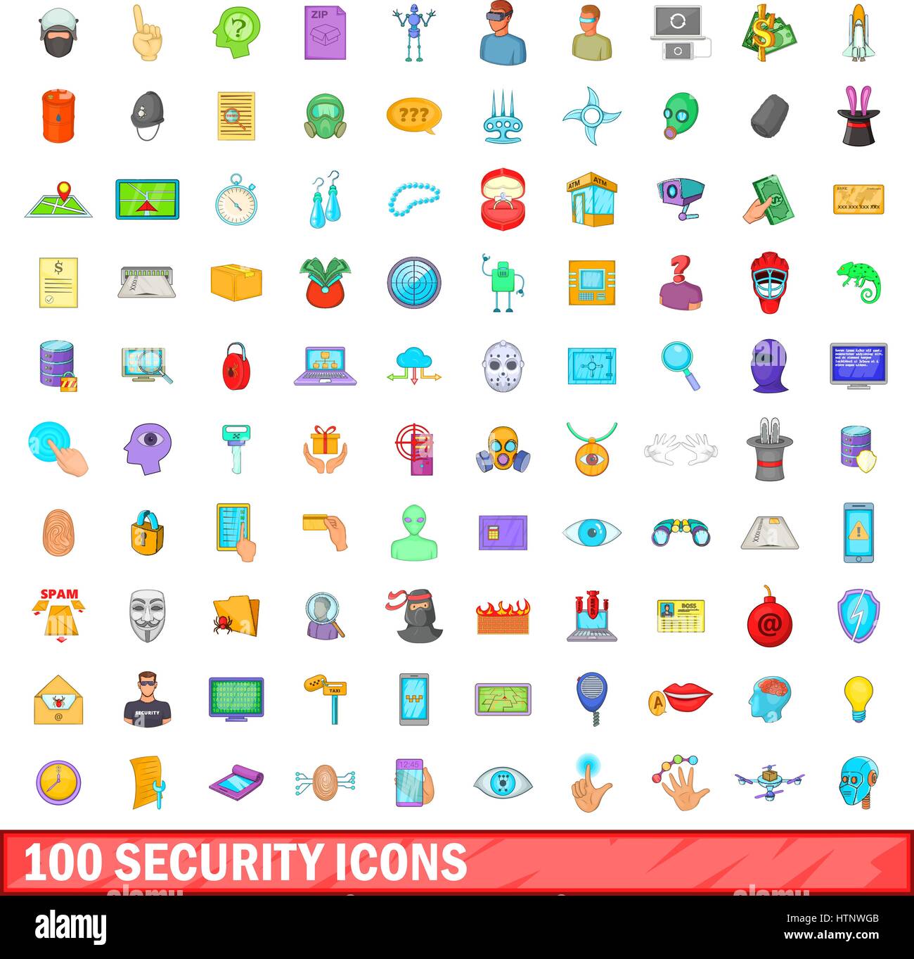100 security icons set, cartoon style Stock Vector Image & Art - Alamy