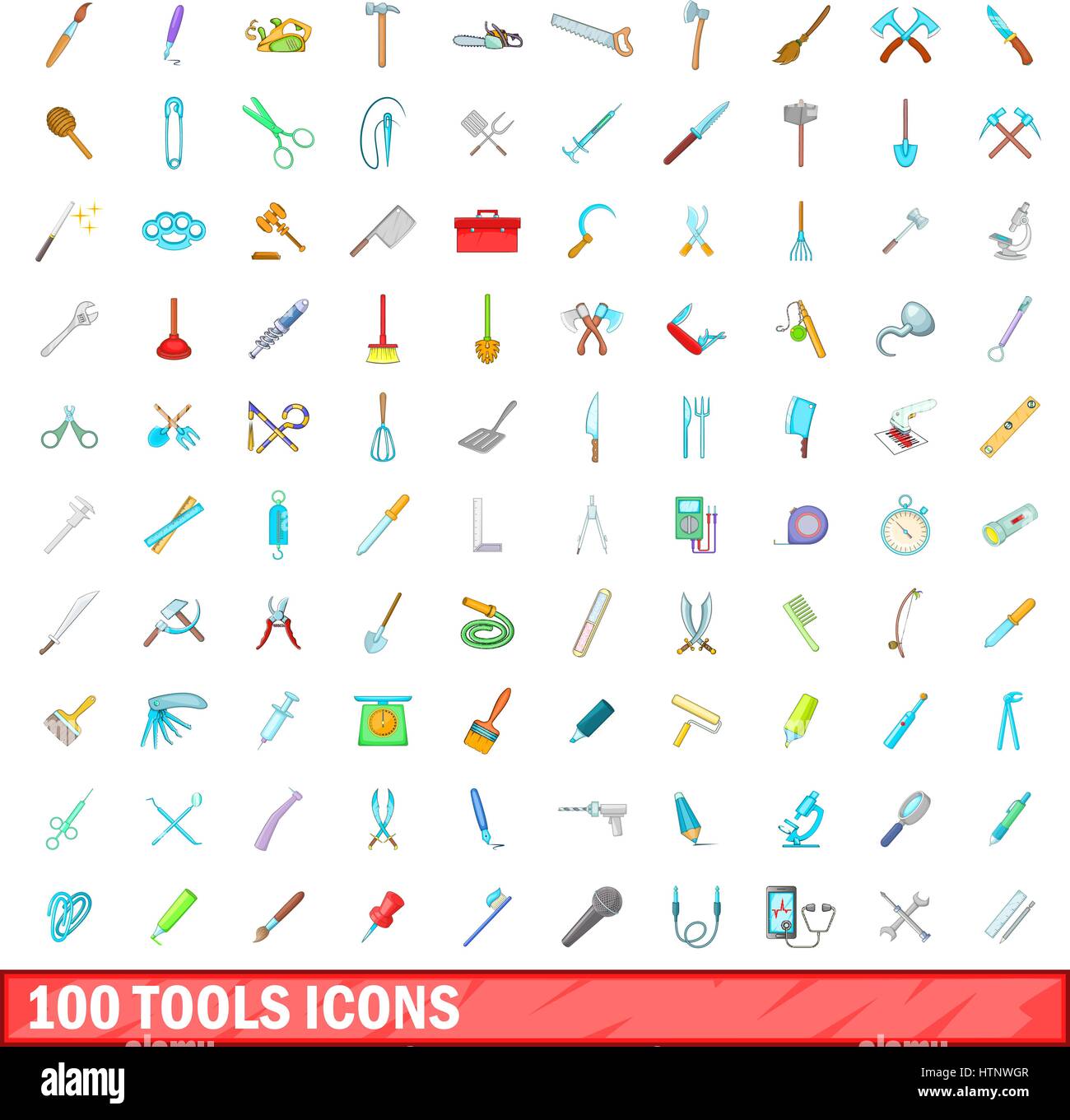 100 tools icons set, cartoon style Stock Vector Image & Art - Alamy