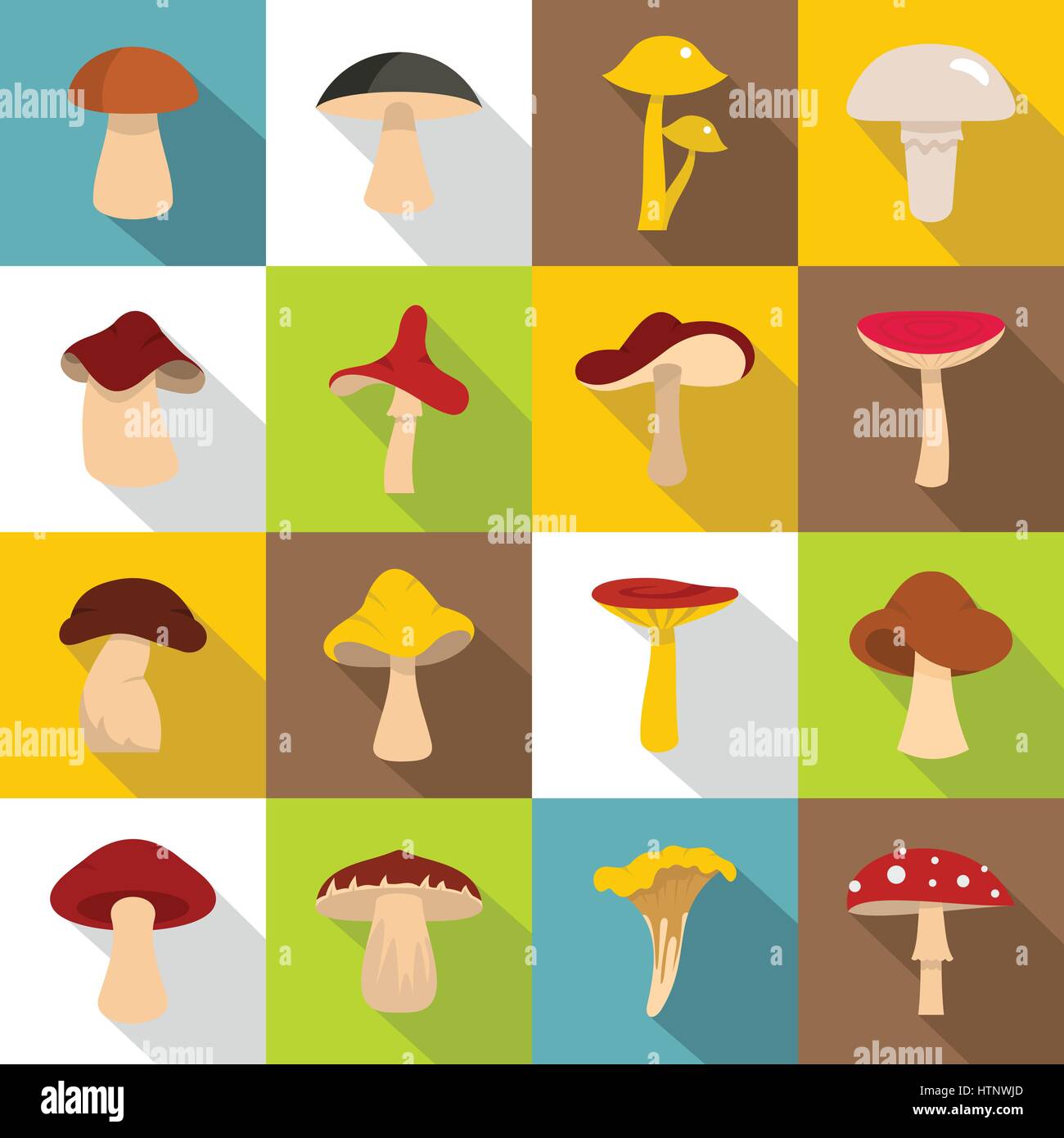 Mushroom icons set, flat style Stock Vector Image & Art - Alamy