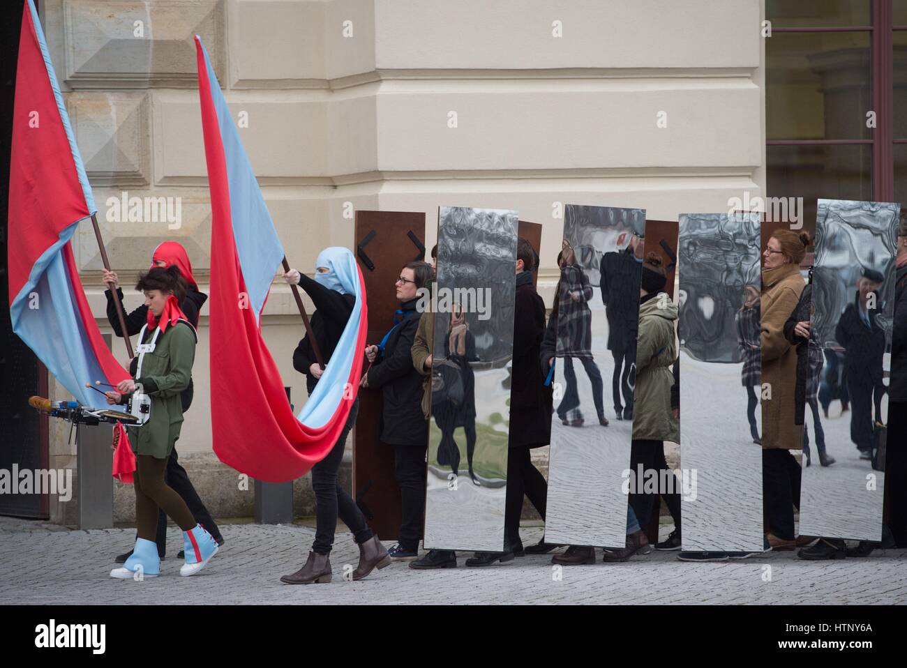 Dresden, Germany. 13th Mar, 2017. Participants of a so-called ...