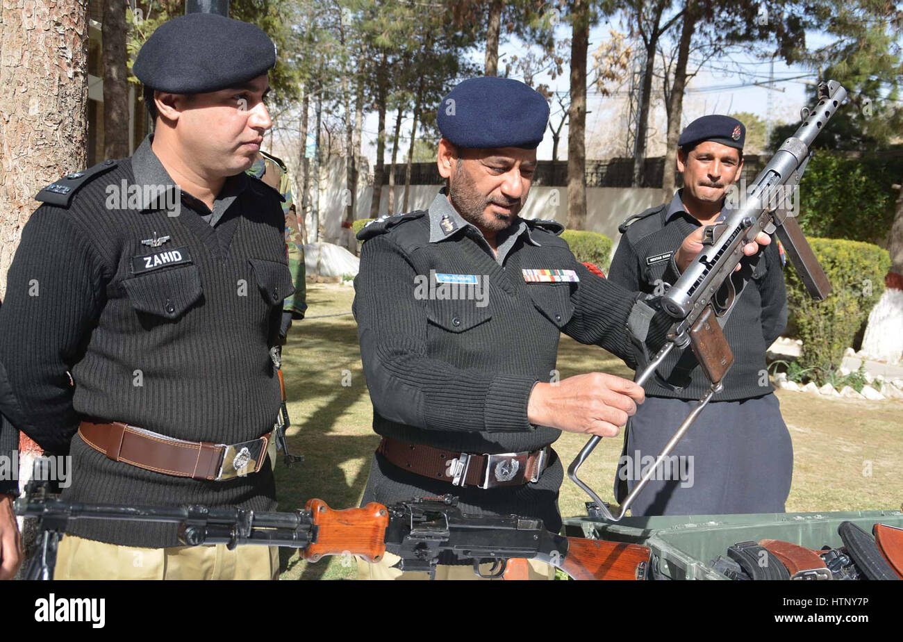 Quetta, Pakistan. 13th Mar, 2017. Seized armed which recovered from ...