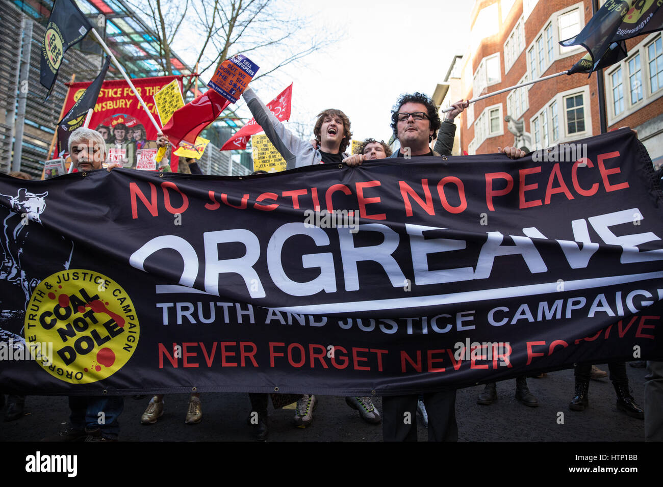 London, UK. 13th March, 2017. Campaigners from the Orgreave Truth and ...