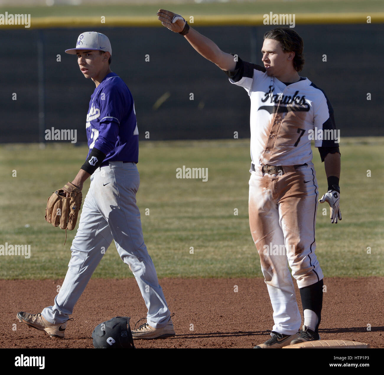 Usa. 13th Mar, 2017. SPORTS -- Volcano Vista's Zach Santoru, 7, salutes ...
