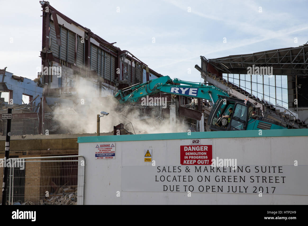 London, UK. 13th March, 2017. Demolition of the Bobby Moore Stand ...