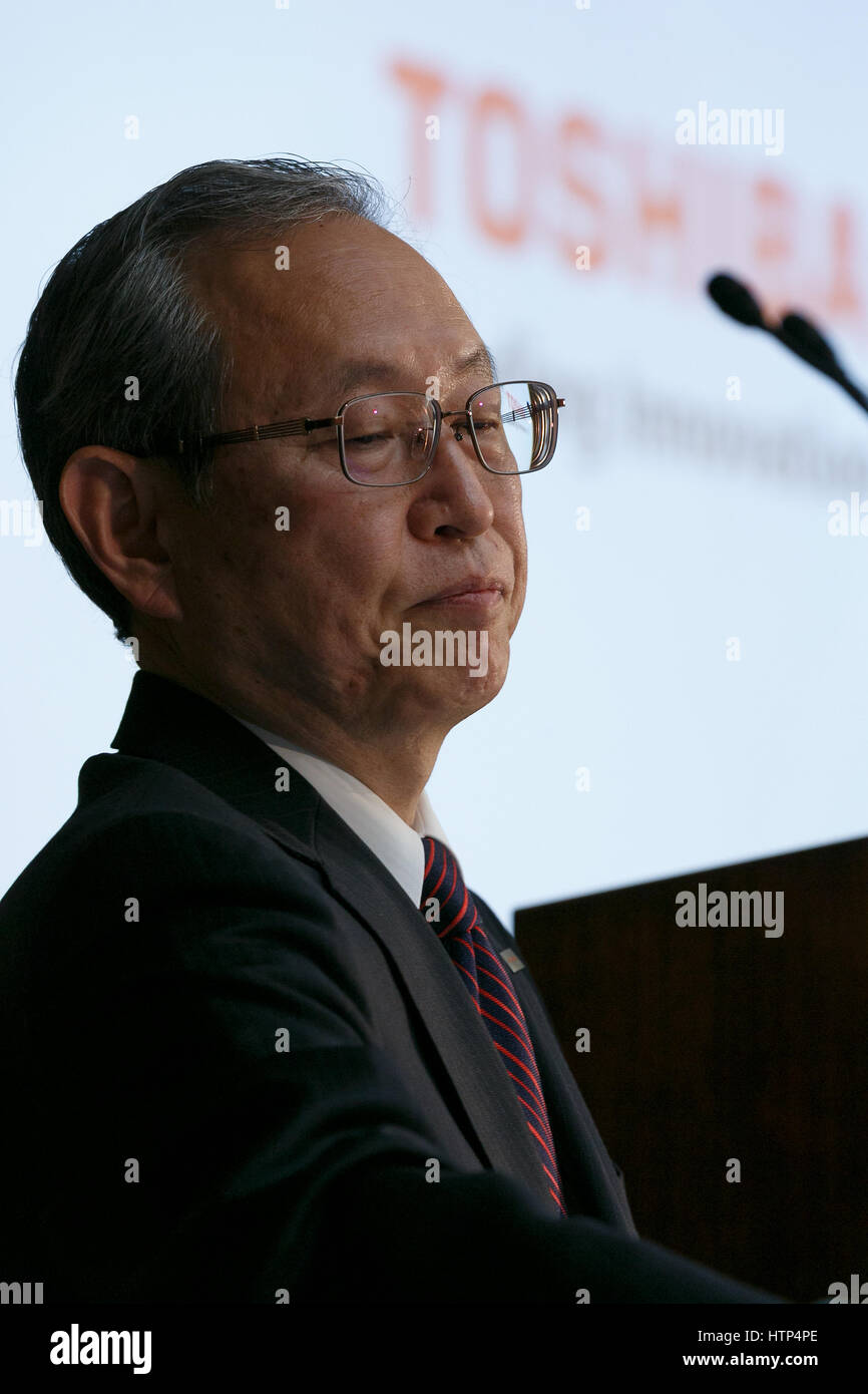 Tokyo, Japan. 14th March 2017. Toshiba Corp. President Satoshi ...
