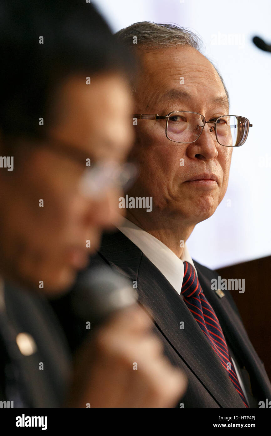 Tokyo, Japan. 14th March 2017. Toshiba Corp. President Satoshi ...