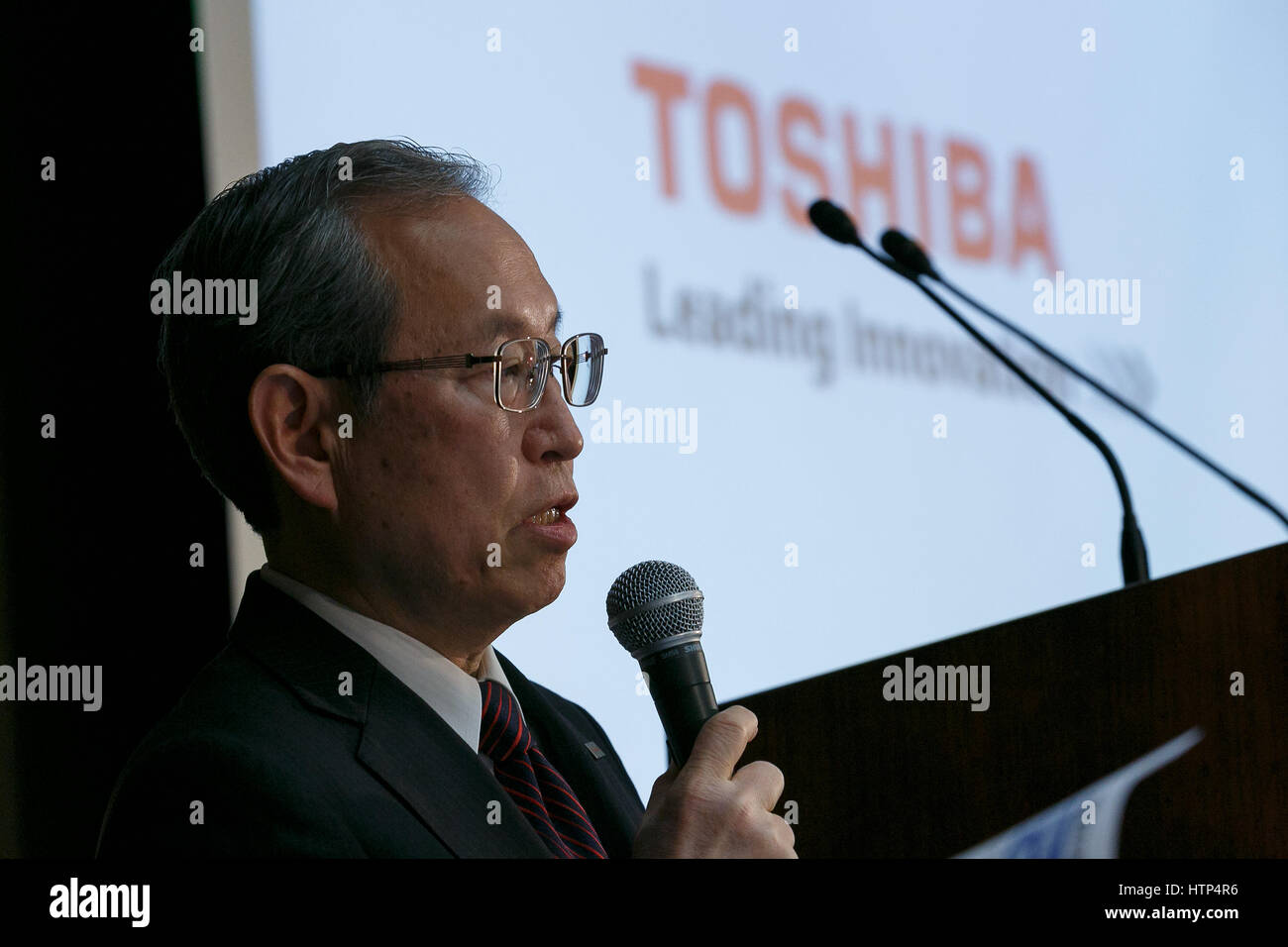 Tokyo, Japan. 14th March 2017. Toshiba Corp. President Satoshi ...